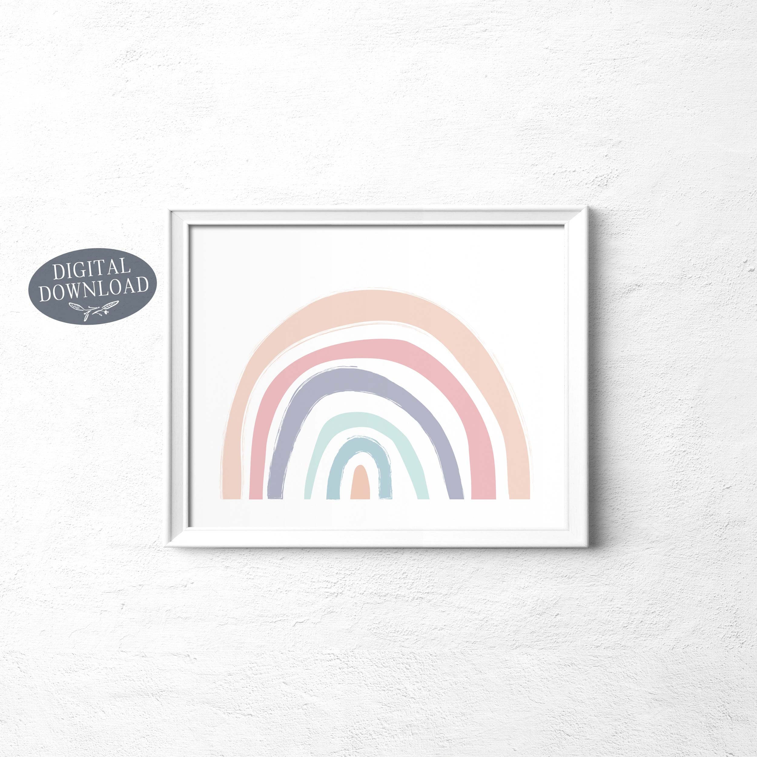 Rainbow Print Printable Wall Art Large Rainbow Poster Pink - Etsy