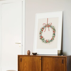 Wreath Christmas Printable, Christmas Watercolor Print, Vintage Winter ...