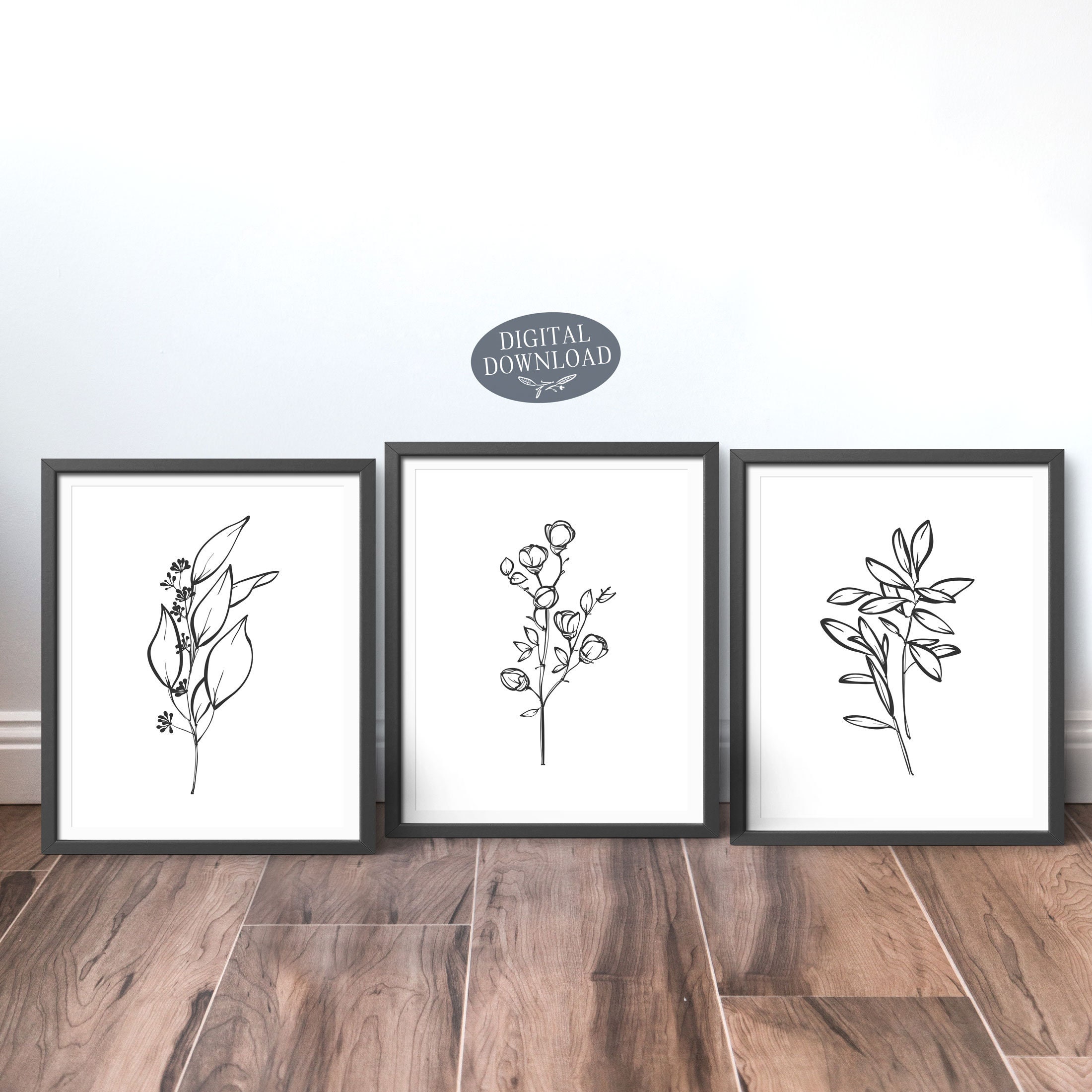 Botanical Gallery Wall Set Printable Wall Art Set of 3 | Etsy