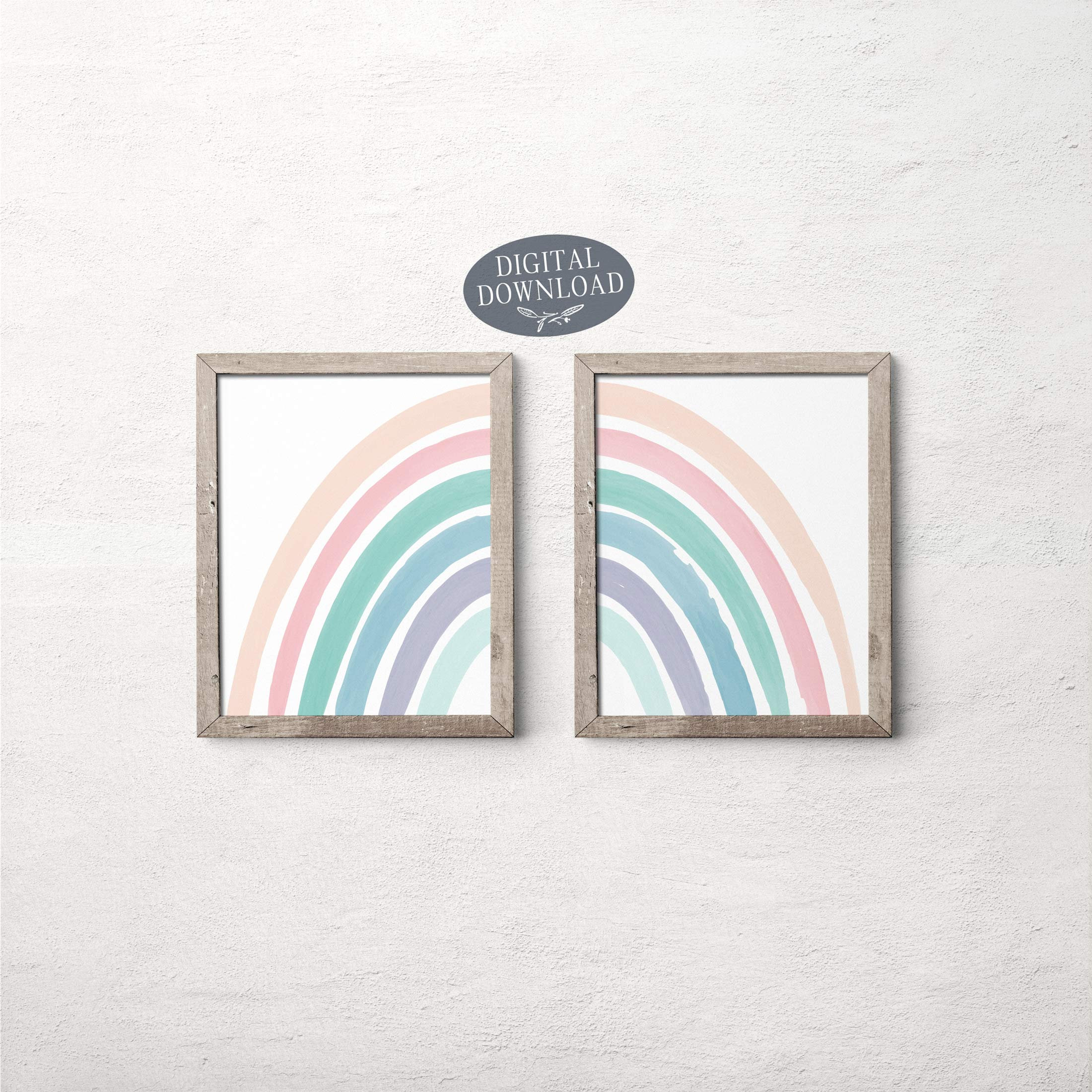 Rainbow Printable Wall Art Set of 2 Prints Boho Rainbow Kids - Etsy
