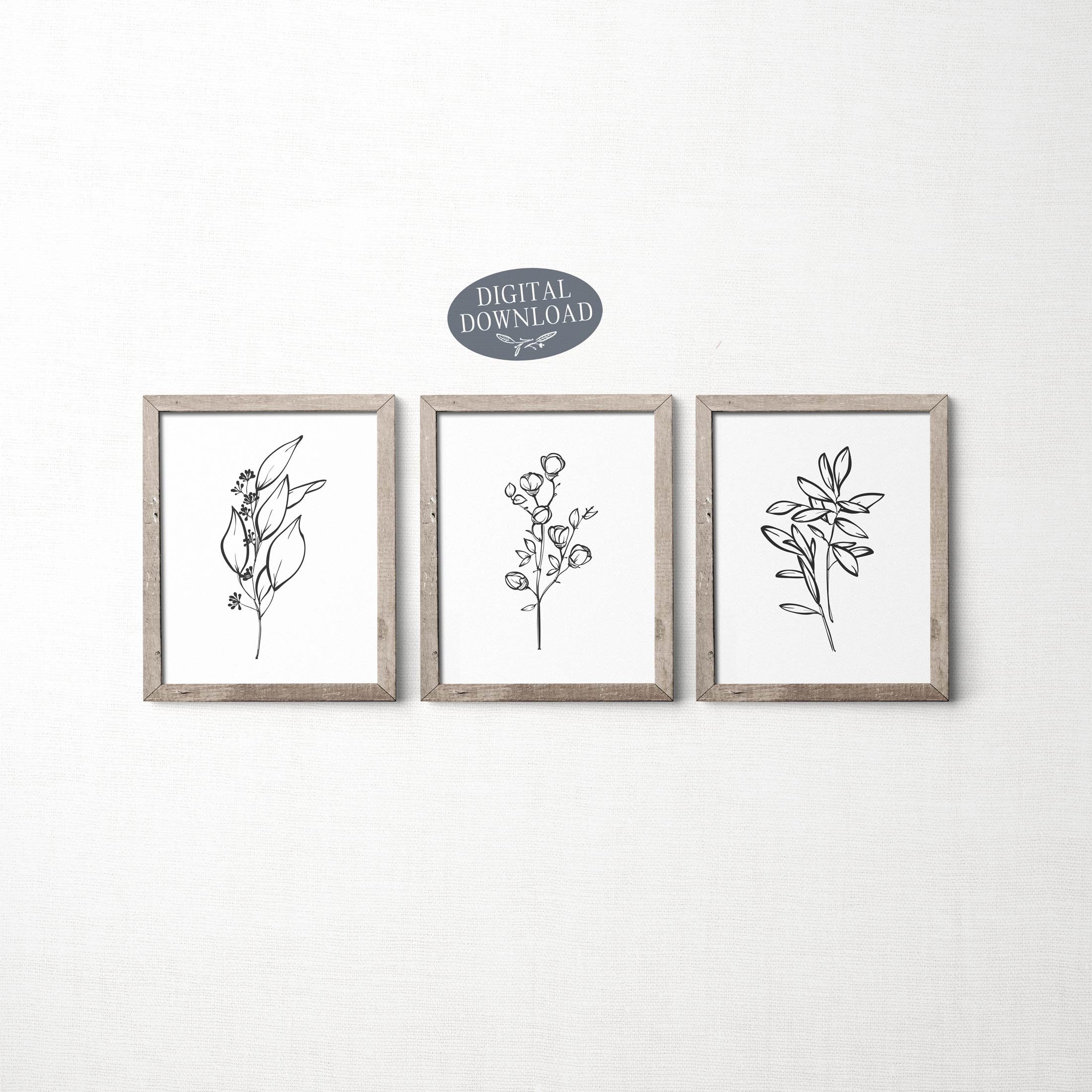 Botanical Gallery Wall Set Printable Wall Art Set of 3 | Etsy