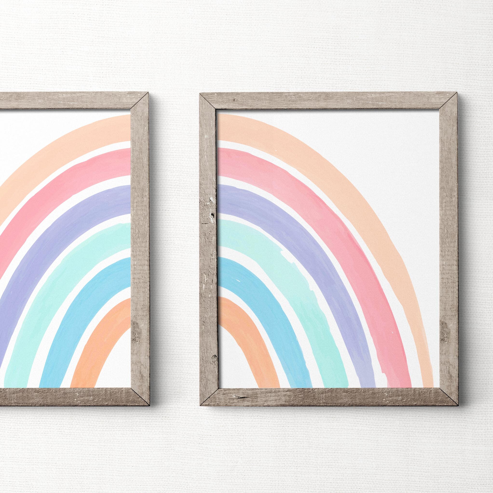 Rainbow Printable Wall Art Set of 2 Prints Boho Rainbow Art - Etsy