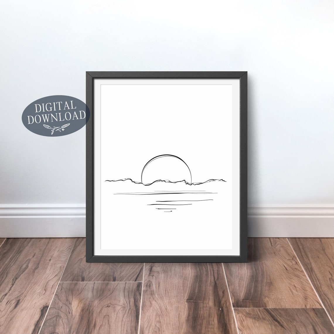 Horizon Line Art, Printable Wall Art, Minimalist Abstract Print, Black ...