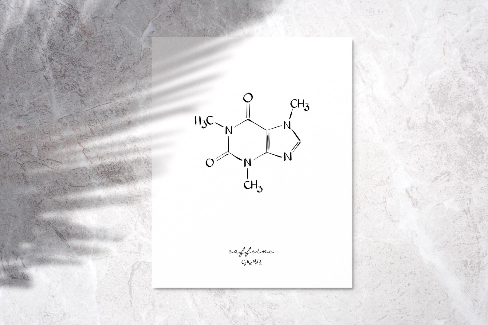 Caffeine Molecule Print, Printable Science Poster, Minimalist Coffee ...