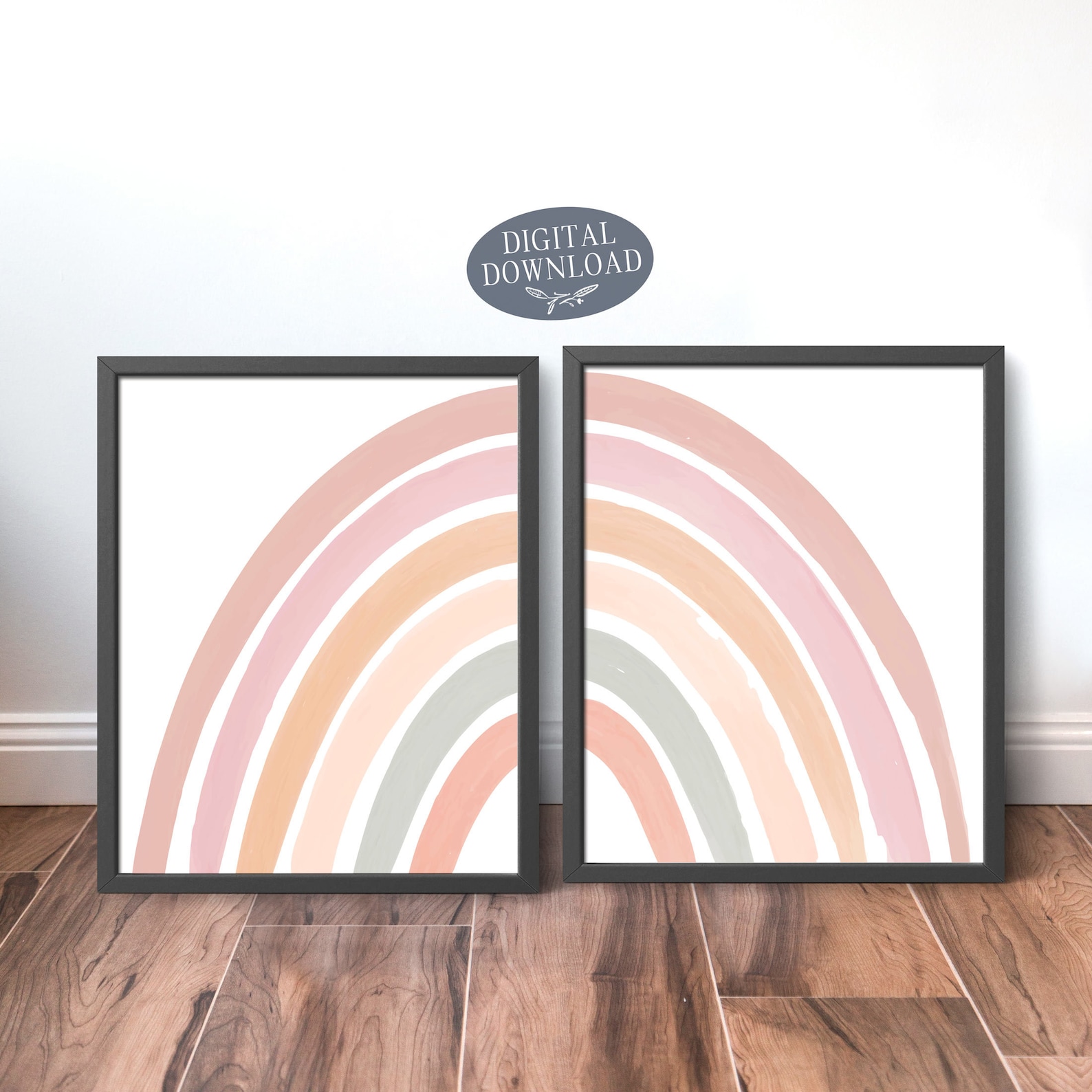 Neutral Rainbow Print PRINTABLE WALL ART Gallery Wall Set of | Etsy