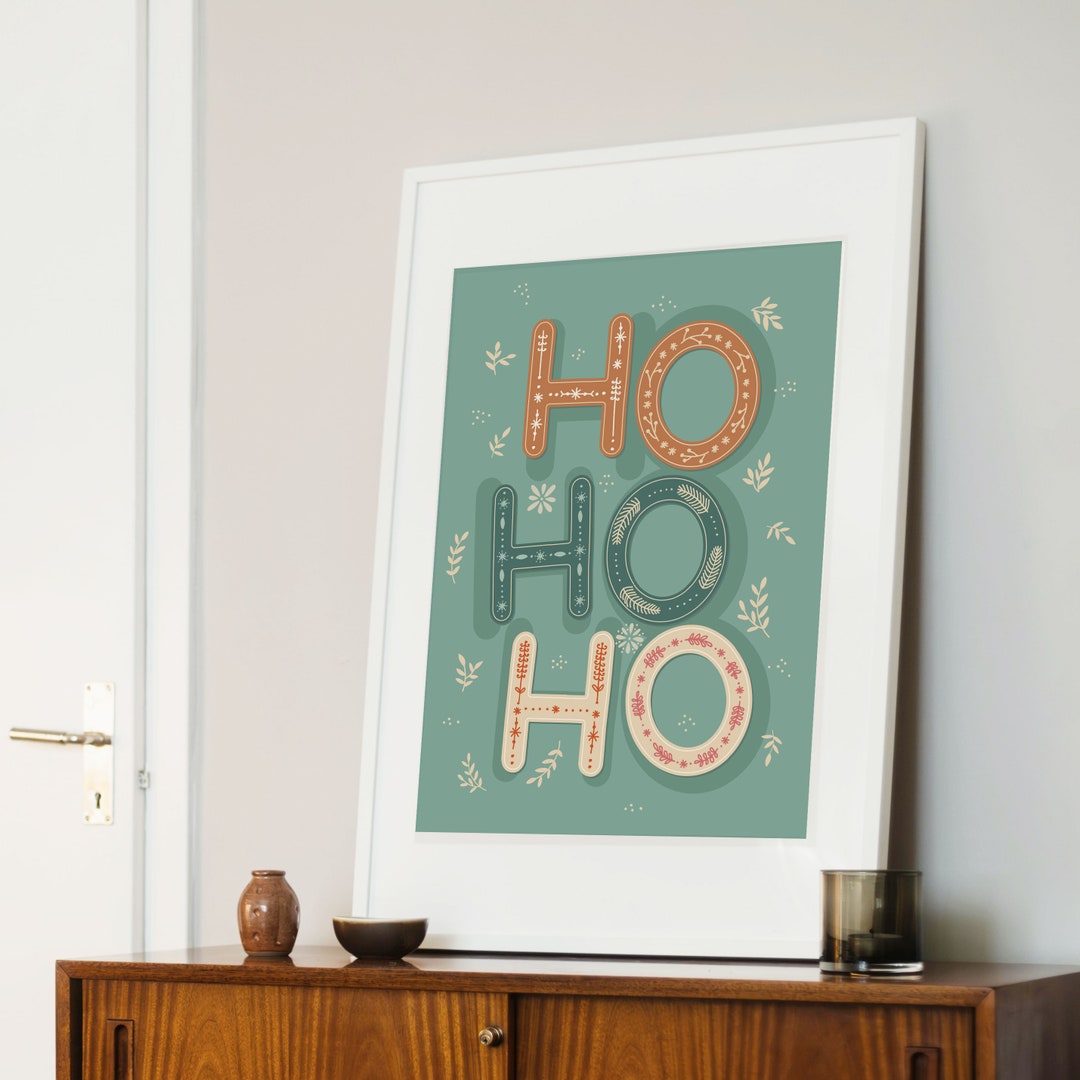 Ho Ho Ho Christmas Printable Wall Art in a Vintage Style - Etsy