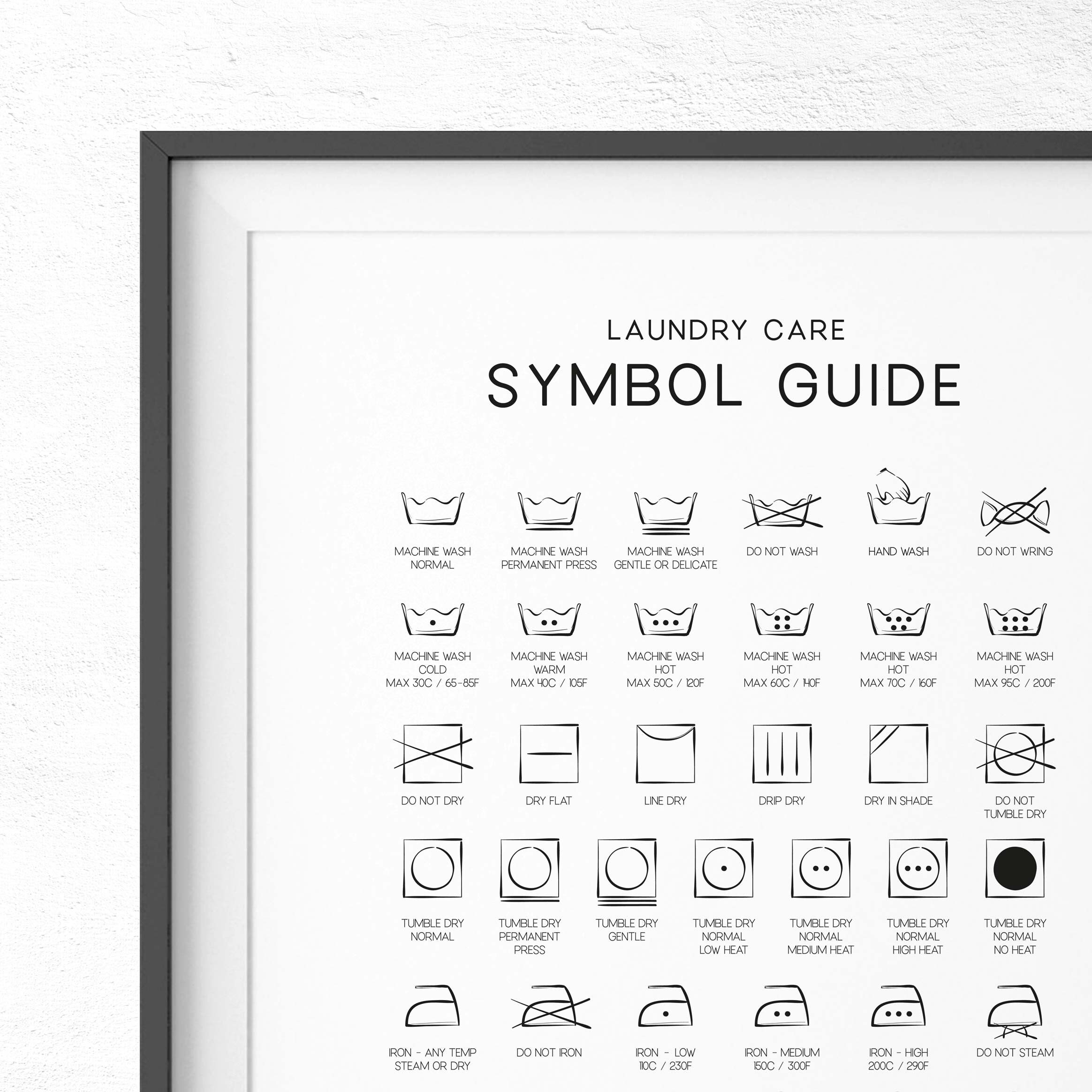 Laundry Room Decor Printable Wall Art Laundry Care Symbols | Etsy