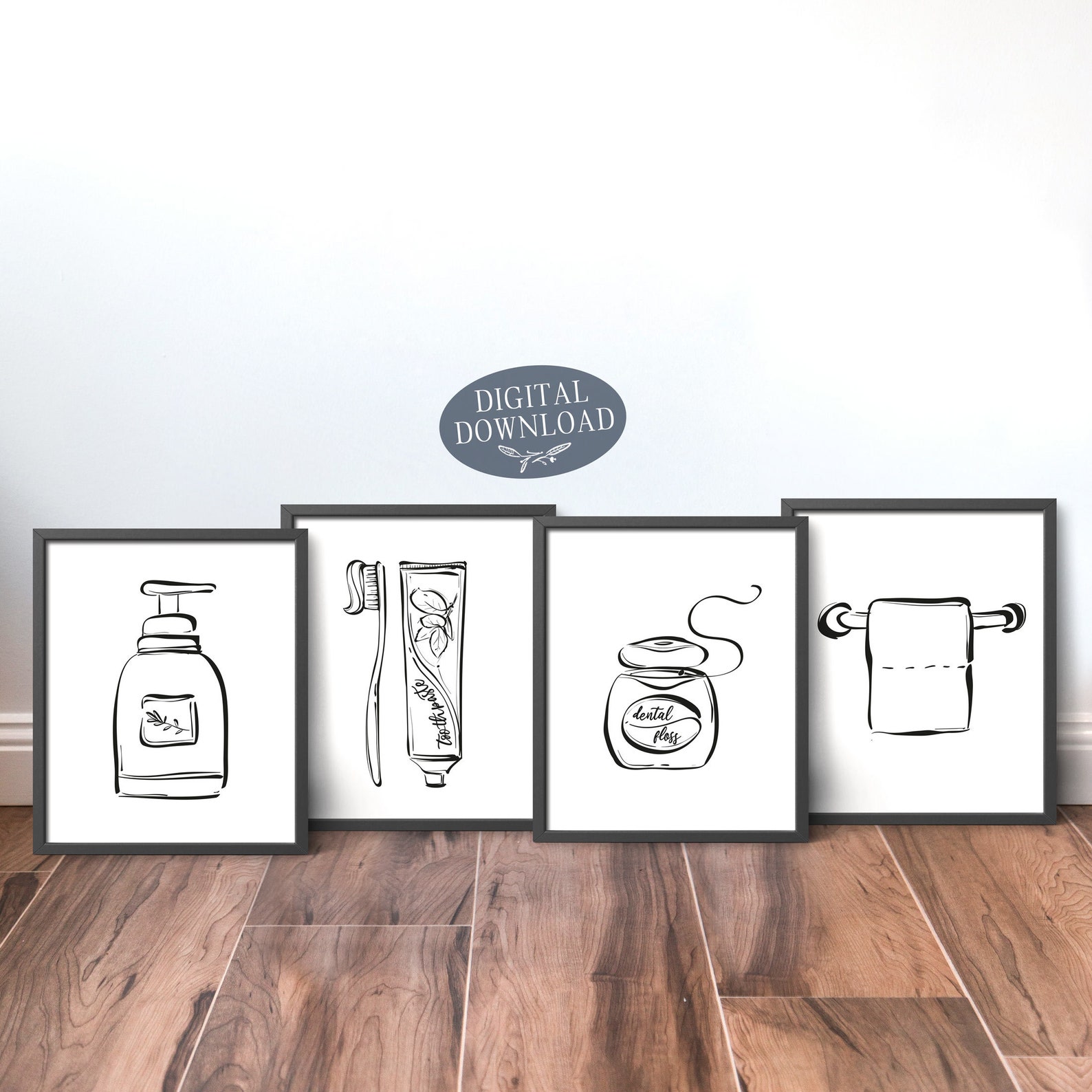 Printable Bathroom Wall Decor, Printable Wall Art, Black and White ...
