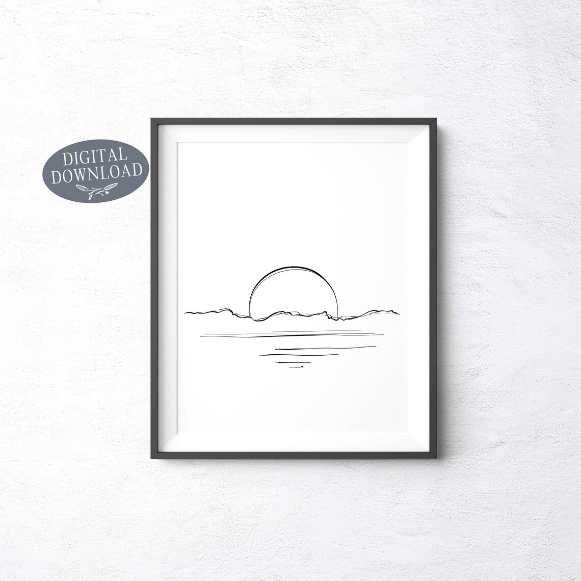 Horizon Line Art, Printable Wall Art, Minimalist Abstract Print, Black ...
