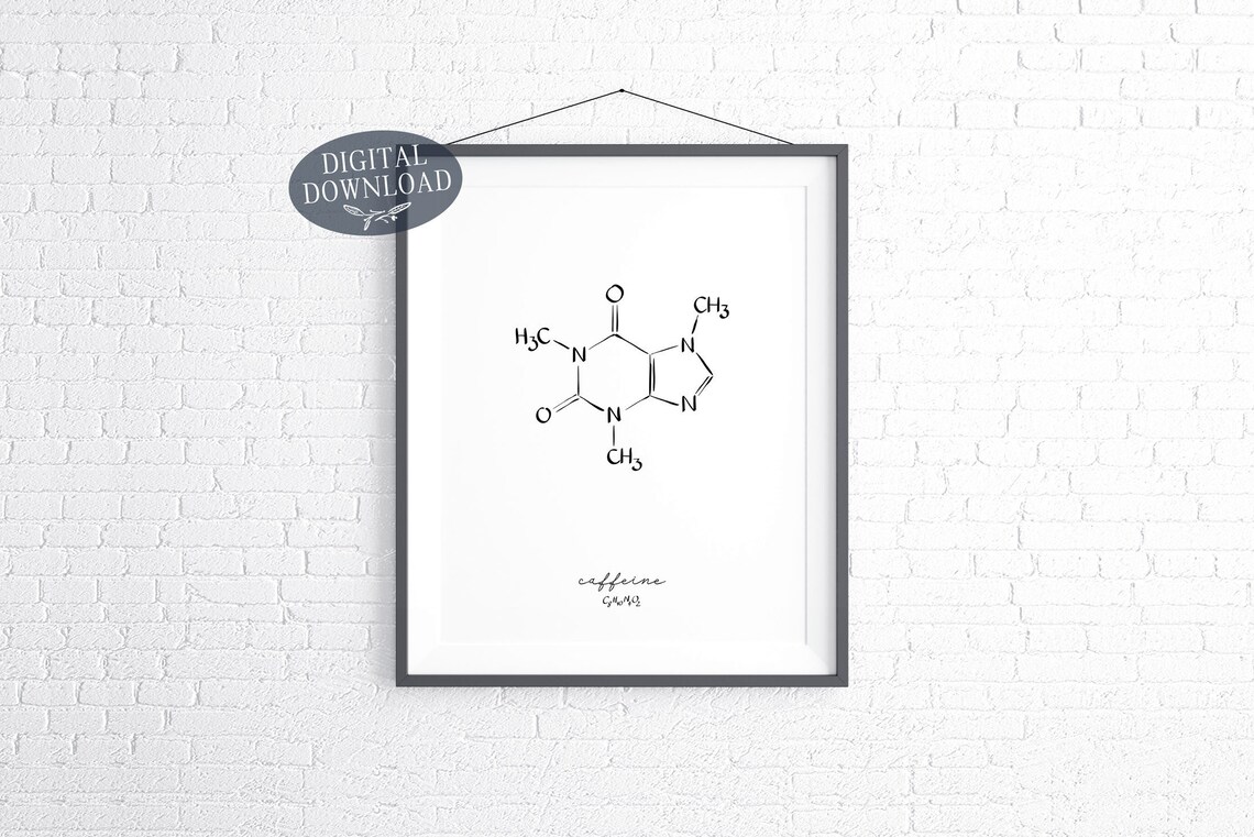 Caffeine Molecule Print, Printable Science Poster, Minimalist Coffee ...