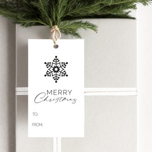 Printable Christmas Gift Tags, Set of 8 Black and White Printer ...