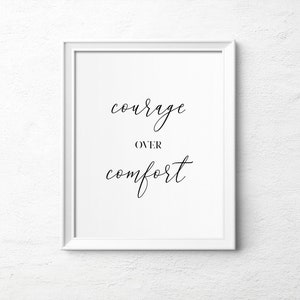 Courage Over Comfort Motivational Bedroom Wall Art, Black and White ...