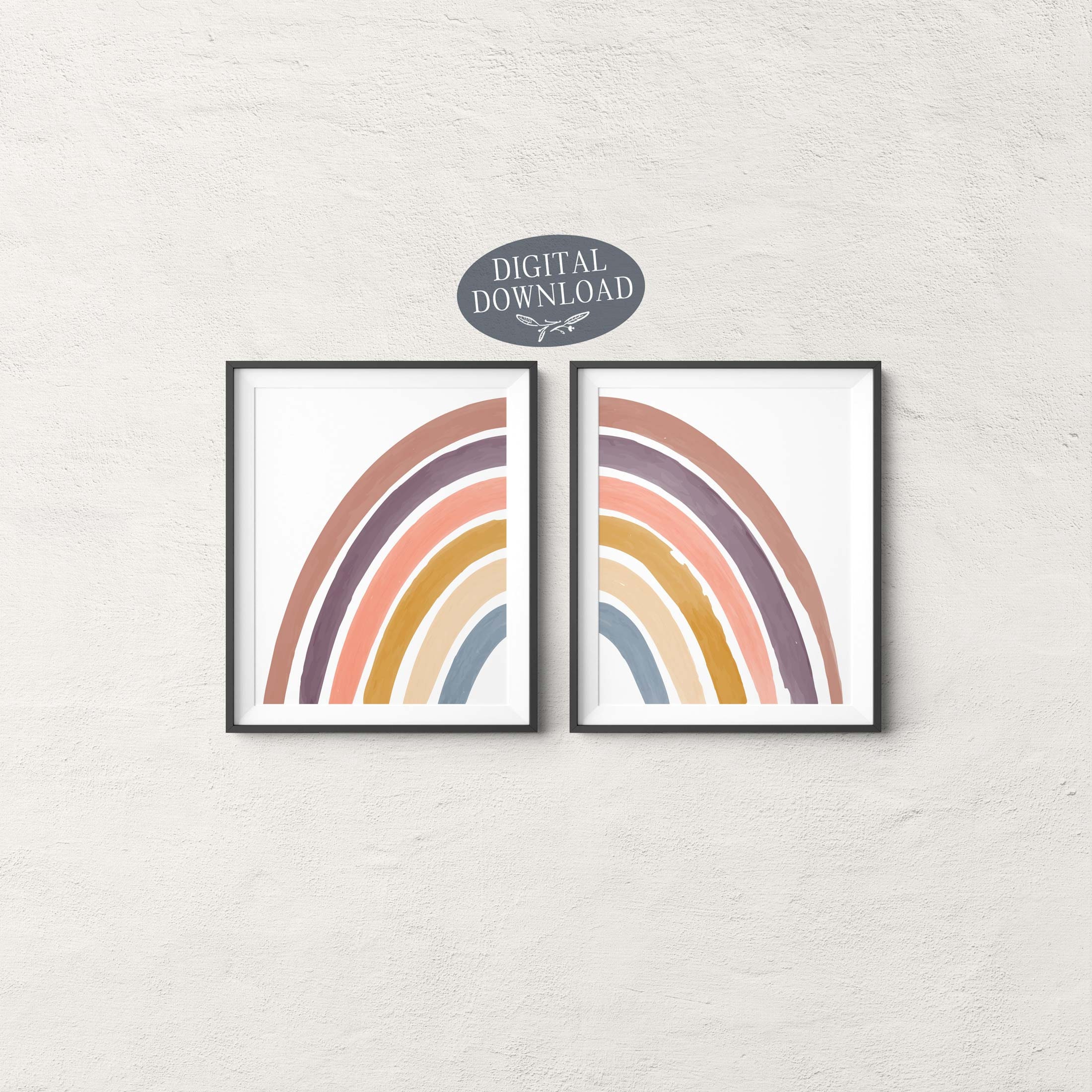 Rainbow Printable Wall Art Gallery Wall Set of 2 Prints Boho - Etsy