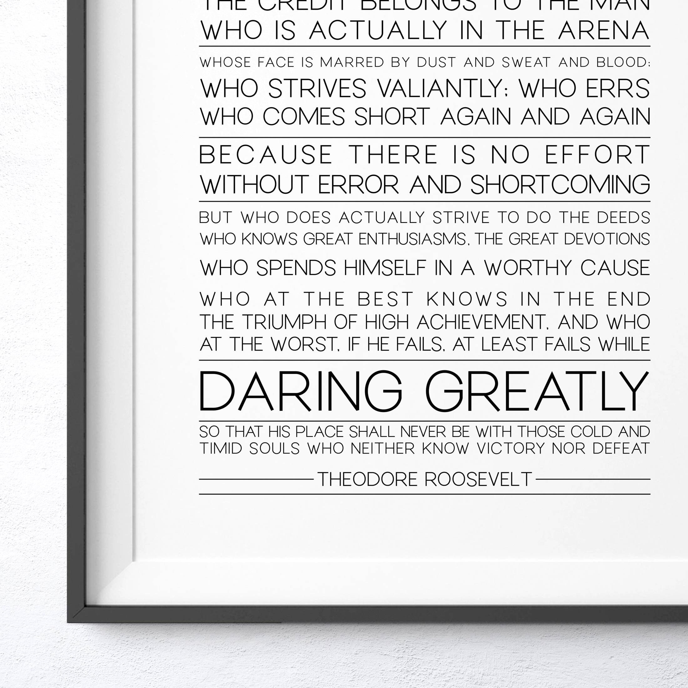 The Man in the Arena Quote, Printable Wall Art, Theodore Roosevelt ...