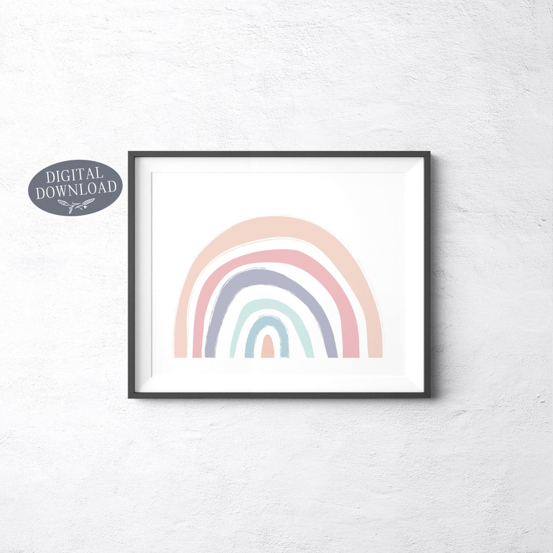 Rainbow Print, Printable Wall Art, Large Rainbow Poster, Pink Girls ...