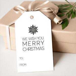 Printable Christmas Gift Tags, Black and White Printer Friendly Holiday ...