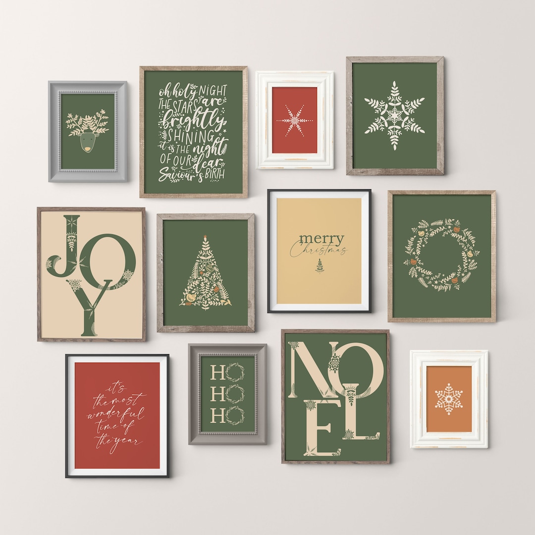 Christmas Gallery Wall Decor, Set of 12 Christmas Printables, Cozy ...