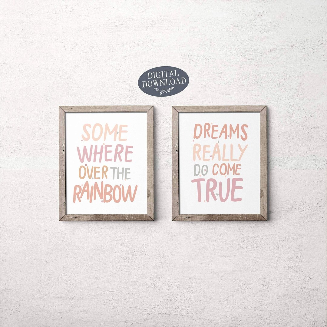 Somewhere Over the Rainbow Print, PRINTABLE WALL ART, Gallery Wall Set ...