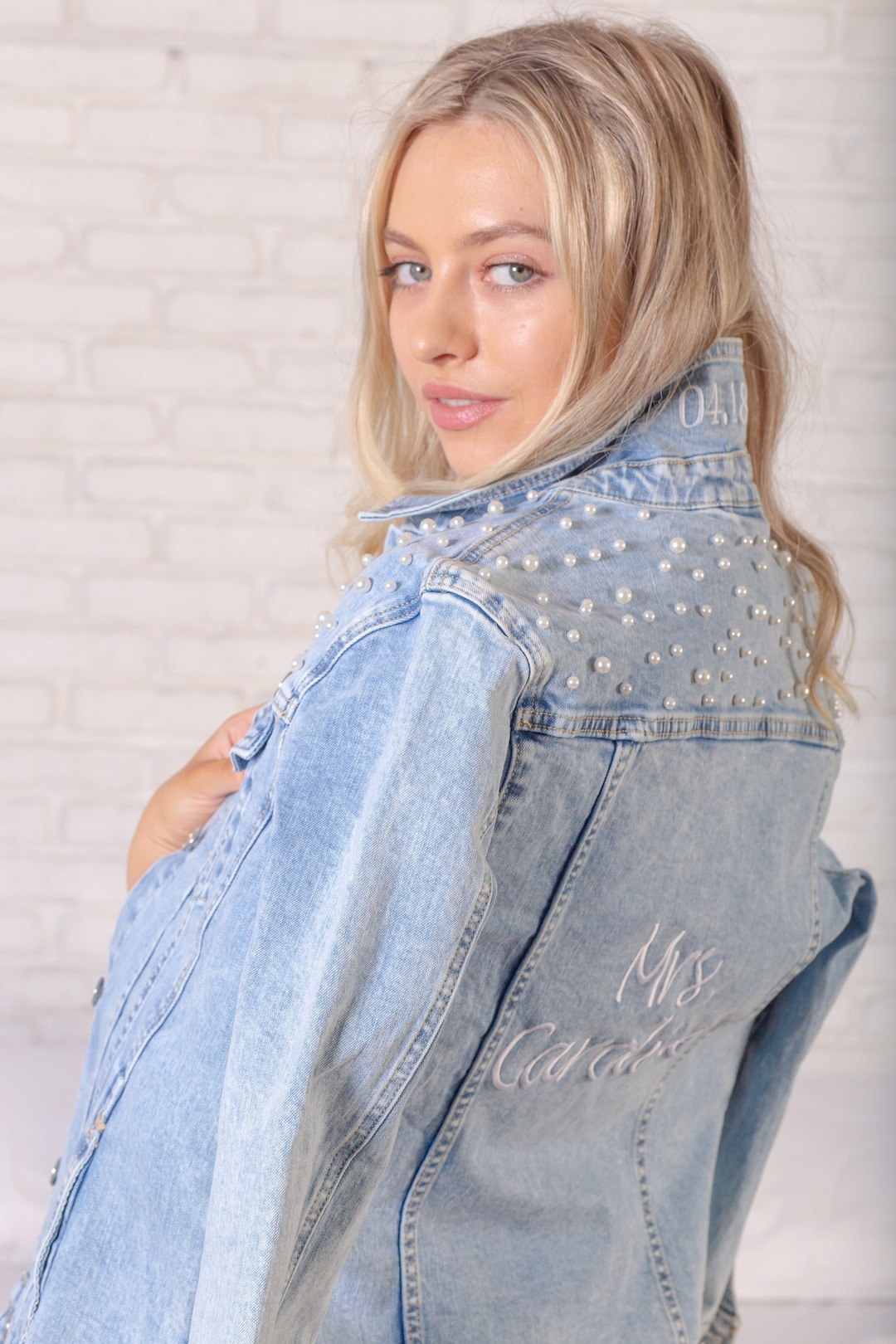 Mrs Pearl Jacket, Embroidered Jean Jacket, Bridal Jean Jacket, Denim ...