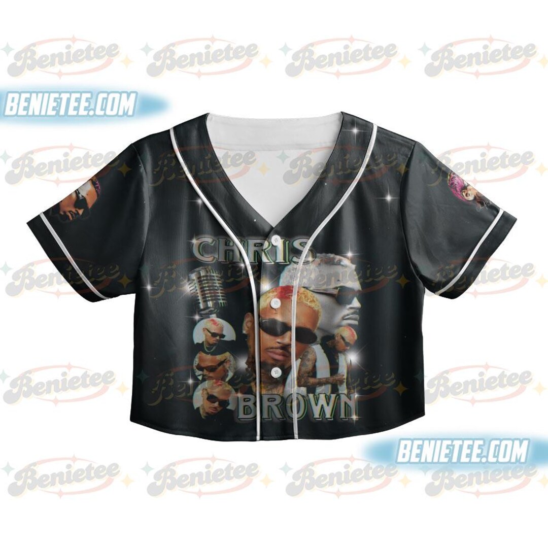 Chris Brown Vintage Middle Finger Vintage Croptop Baseball Jersey ...