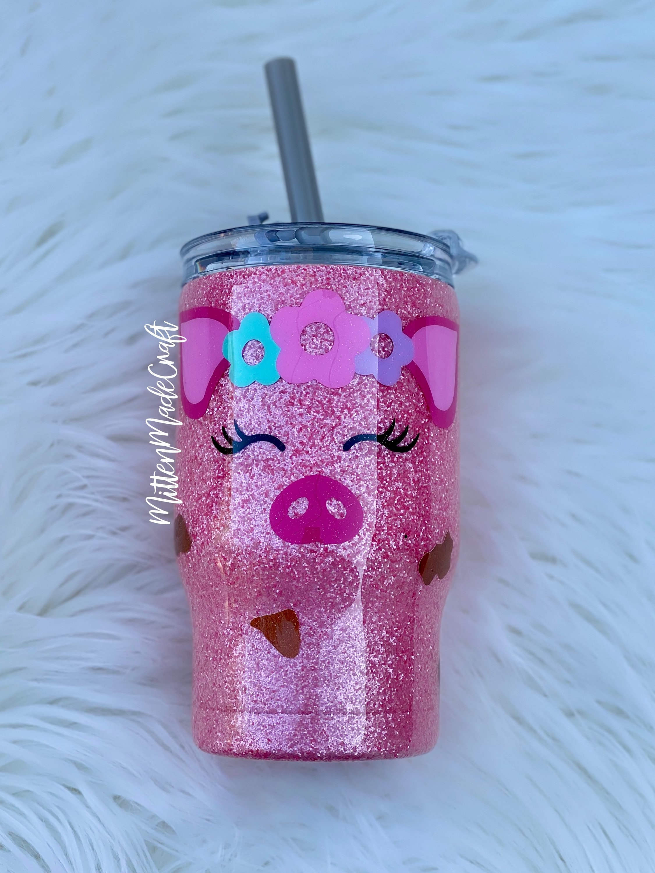 Glitter Pig Tumbler Pig Tumbler Glitter Tumbler Floral - Etsy