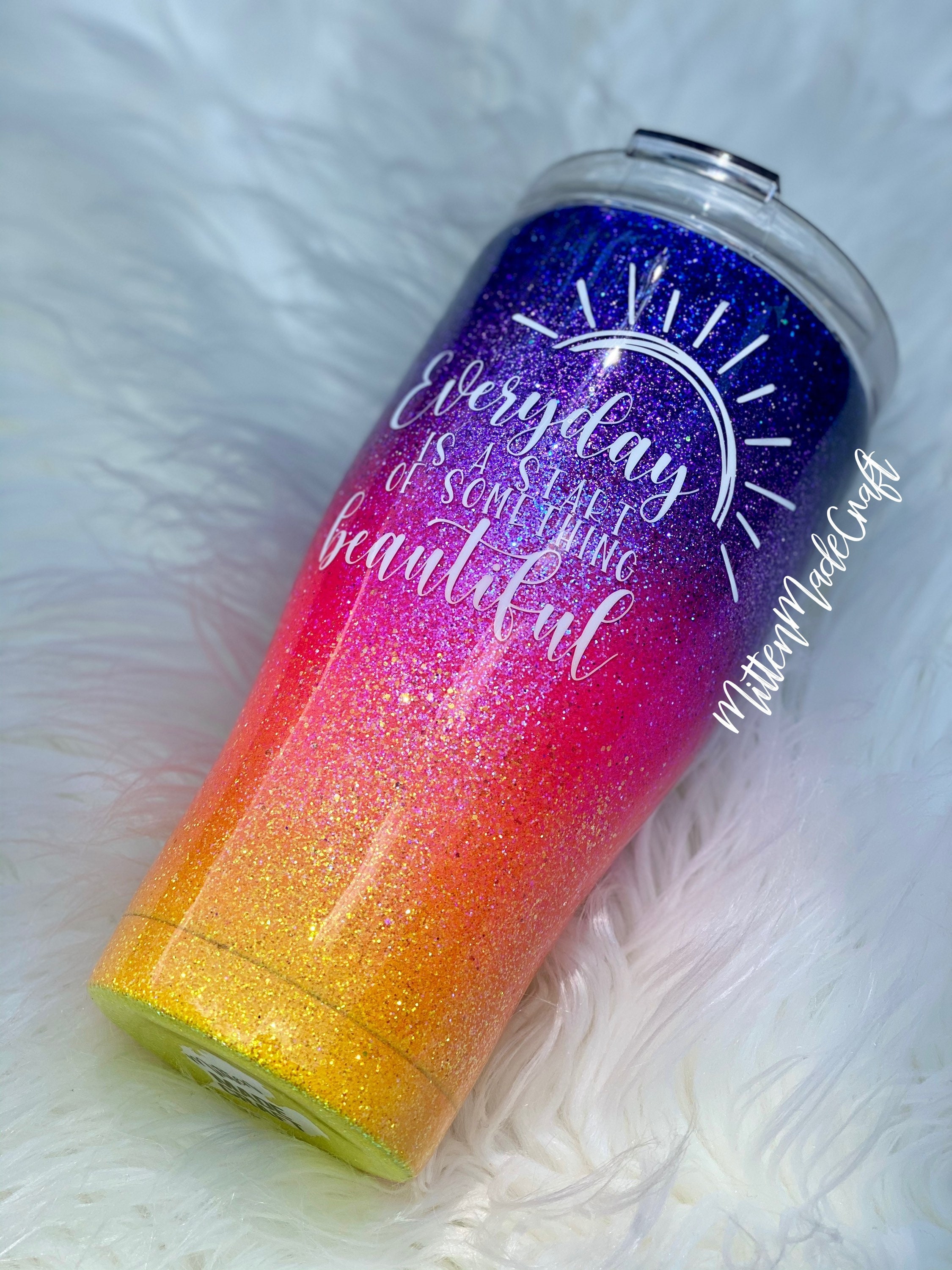 Sunset Glitter Tumbler | Sunrise Glitter Tumbler | Michigan Native ...