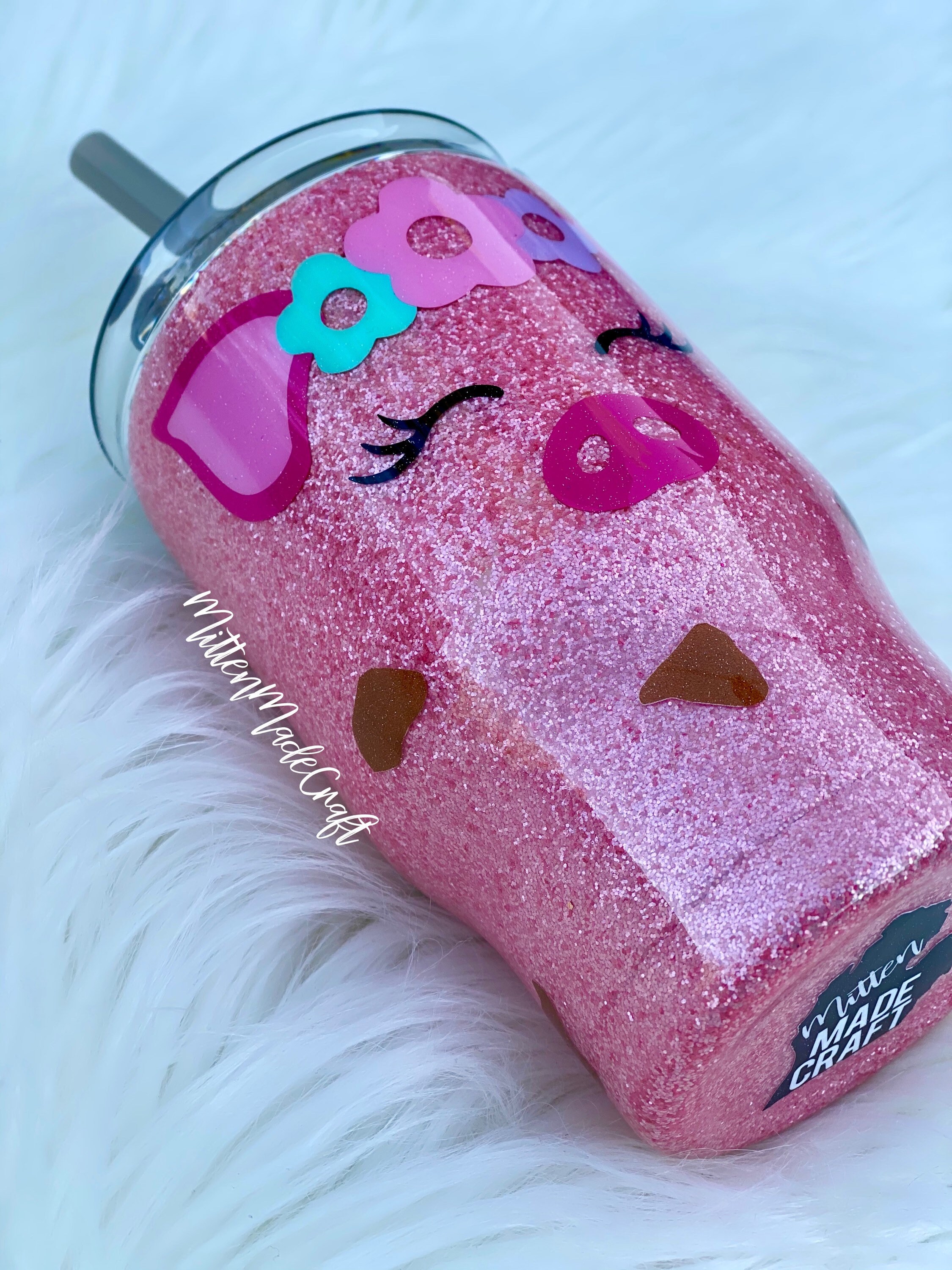 Glitter Pig Tumbler Pig Tumbler Glitter Tumbler Floral - Etsy