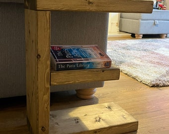 Handcrafted Chunky Solid Wooden A-shaped Side End Table With Rustic Oak ...