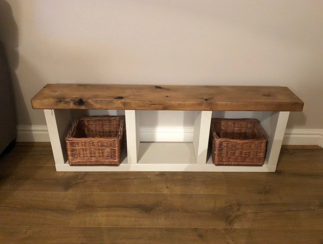 Solid Wooden Bench Seat Storage Unit Table - Etsy