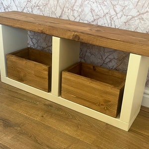 Solid Wooden Chunky Bench Seat Storage Unit Table - Etsy UK