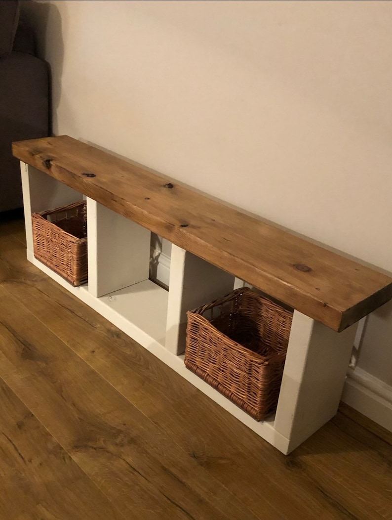 Solid Wooden Bench Seat Storage Unit Table - Etsy UK