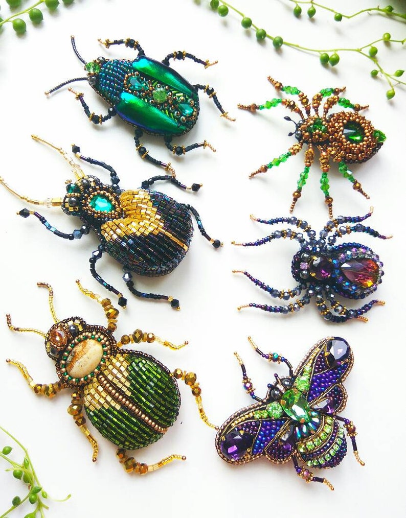 Beaded bee brooch beaded bug brooch beetle brooch beaded | Etsy