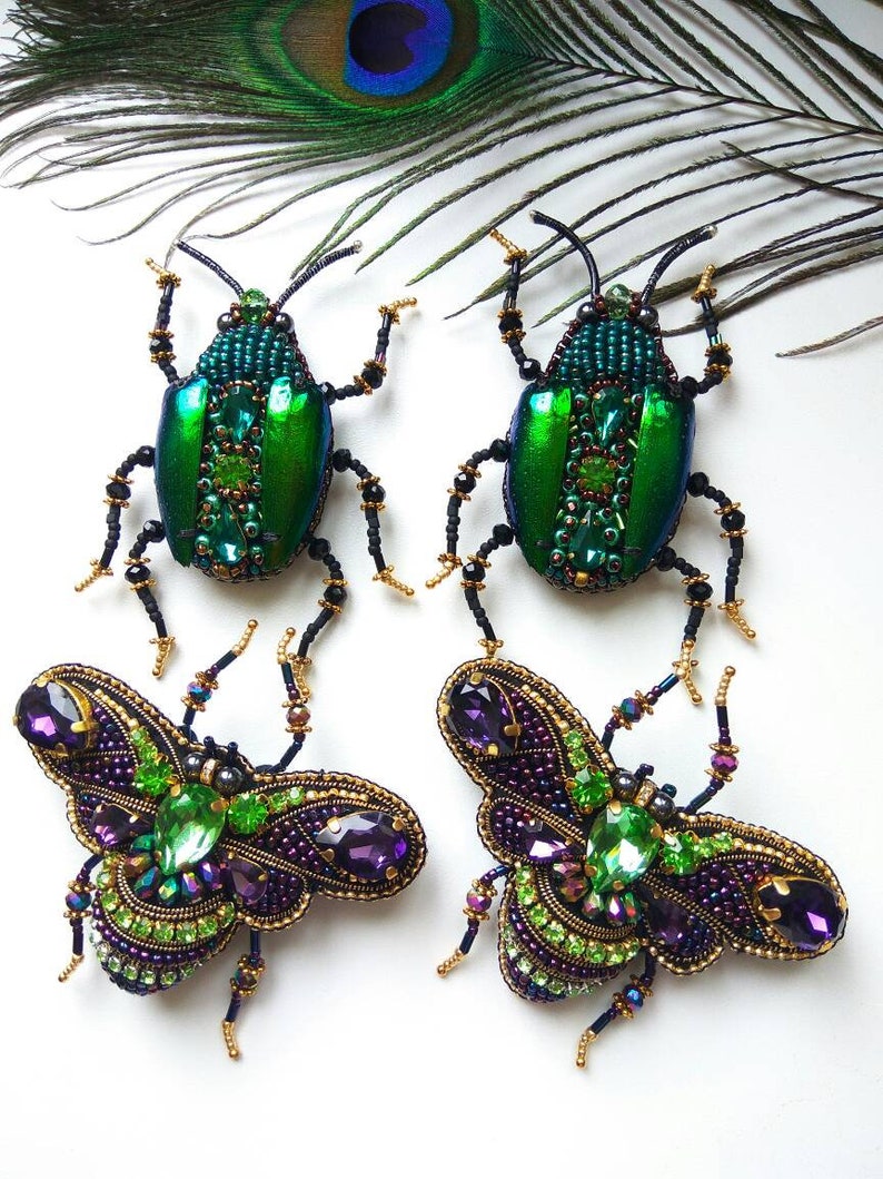 Beaded bee brooch beaded bug brooch beetle brooch beaded | Etsy