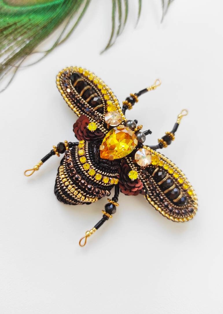 Beaded Brosche Insekt Brosche Insekt Brosche Käfer Brosche | Etsy