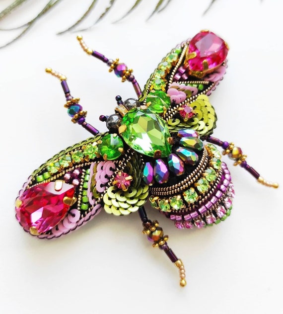 Beaded Brosche Insekt Brosche Insekt Brosche Beatle | Etsy