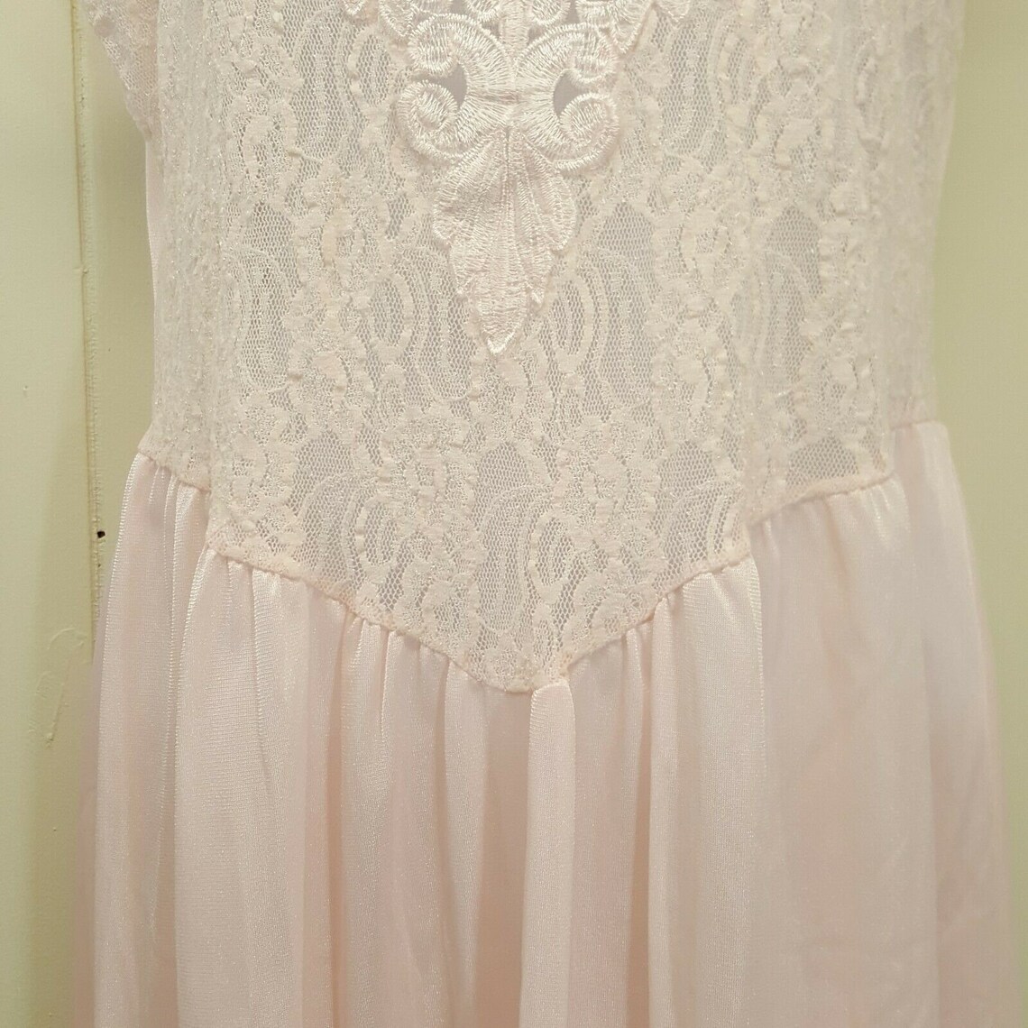 Cliche SMALL Nightgown Lingerie USA Vintage Lace Sheer V Neck - Etsy