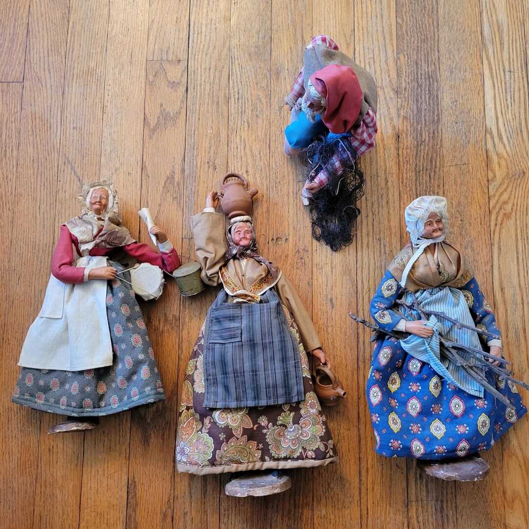 4 Vintage French Provencal Santon Figures Handcrafted Terracotta Clay ...