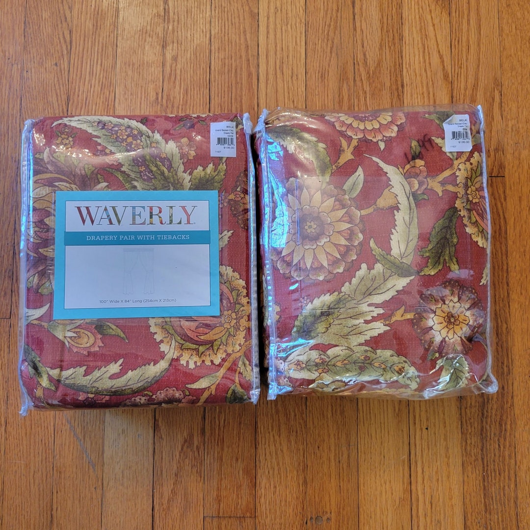 Waverly Grand Bazaar Clay Drapery Pair Set of 2 With Tiebacks Red ...