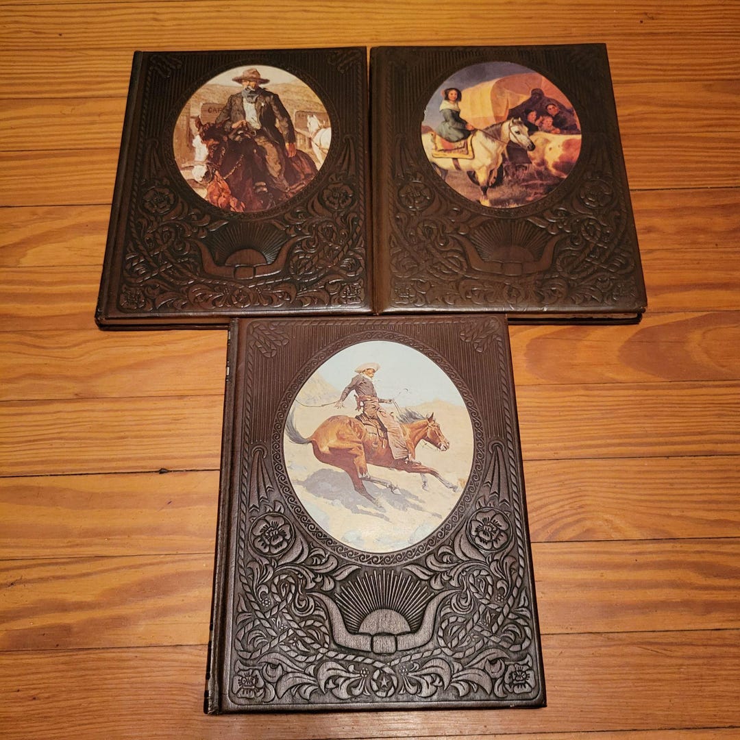 3 Old West Time Life Book Set Staging Decor Leatherette Brown Vintage ...