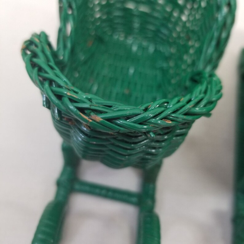 Wicker Rattan Christmas Sleigh Set of 2 Green Vintage Home - Etsy