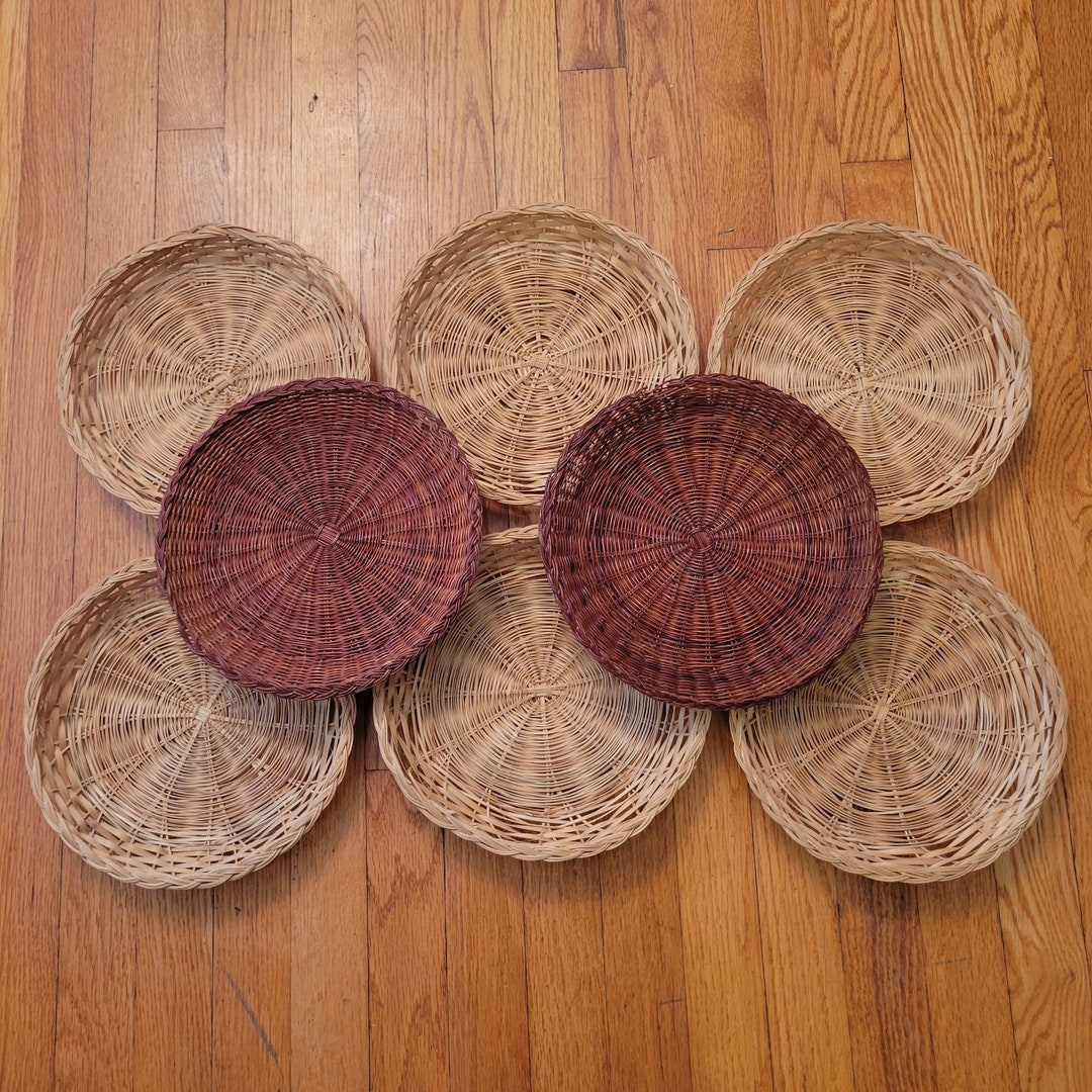 8 Wicker Rattan Paper Plate Holders Camping BBQ Cookout Party Boho Wall ...