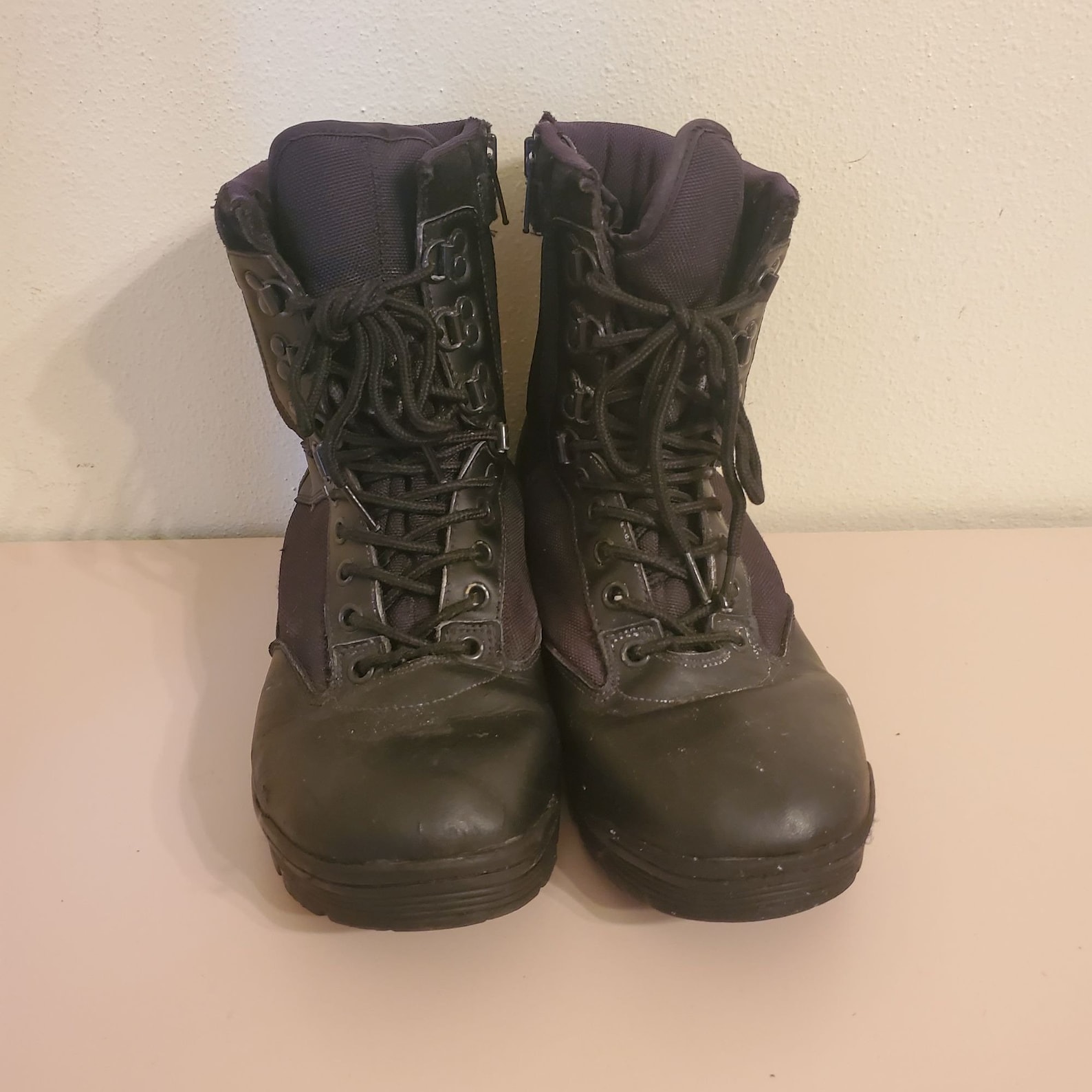 Mens 8.5R Black Military Combat Boots Lace up Leather Gorpcore Utility ...