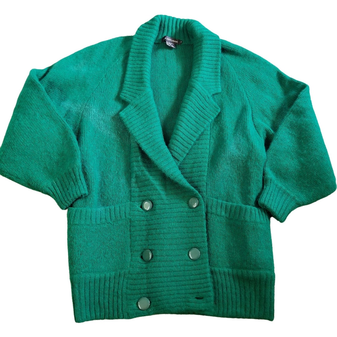 IB Diffusion S Cardigan Sweater Knit Wool Mohair Vintage Double ...