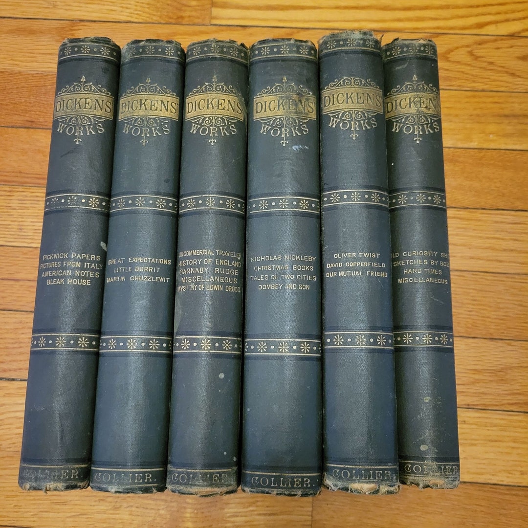 Collier Dickens Works 6 Volumes Green Hardcover Books Staging Decor ...