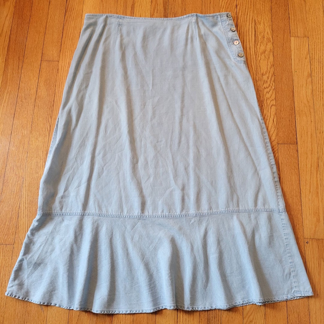 Crazy Horse Light Blue Maxi Skirt Button Detail 18 Western Jean ...
