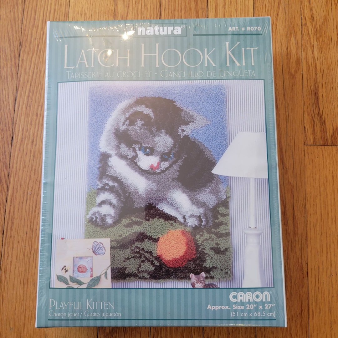 Caron Latch Hook Kit Playful Kitten Cat Kittie Wall Hanging Craft ...