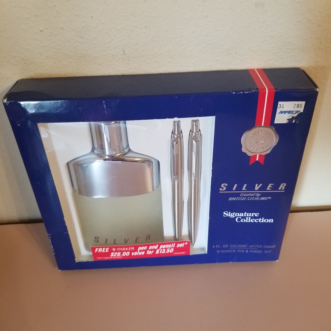 Silver British Sterling 4 Fl Oz Cologne After Shave Parker Pen Pencil ...