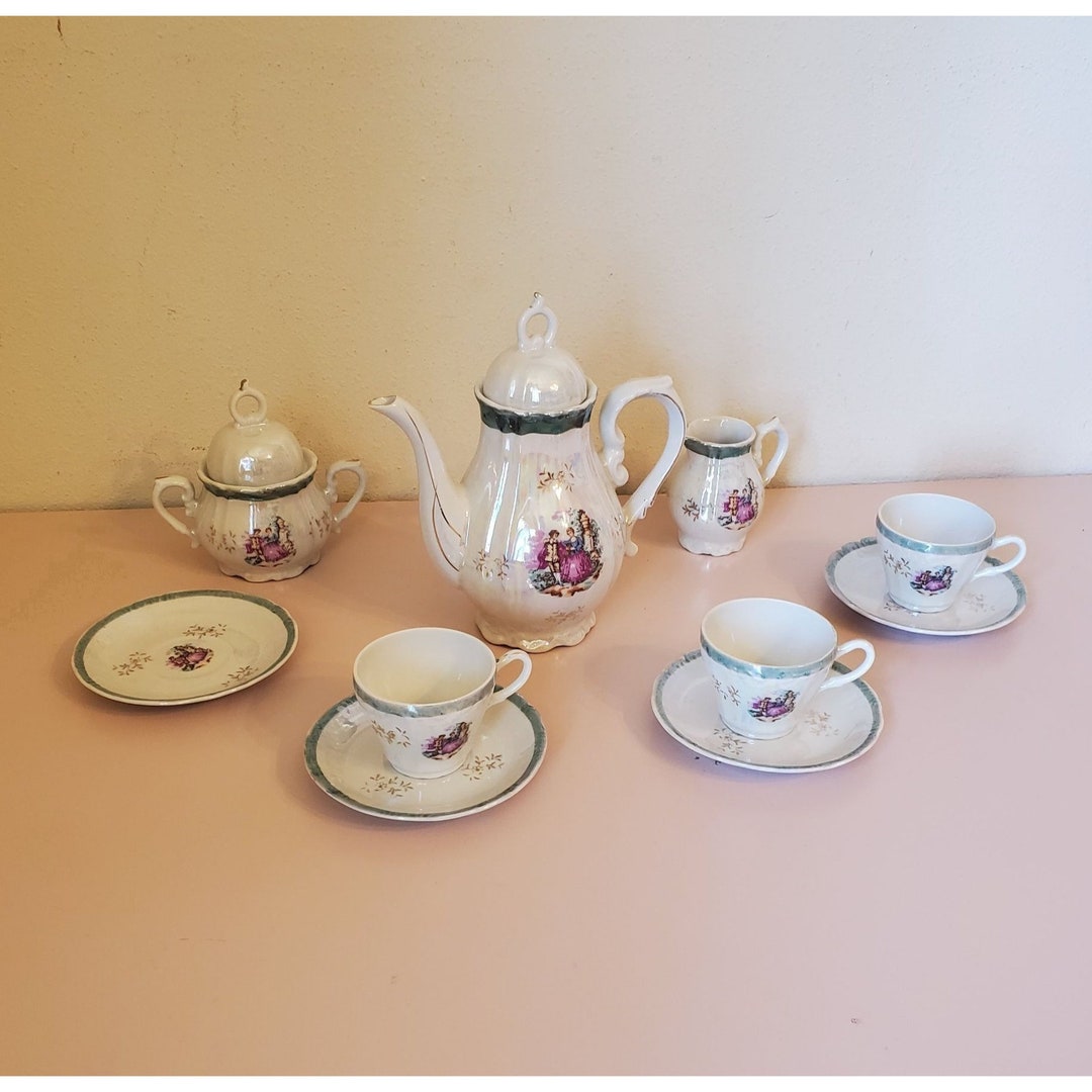 12 Pc Tea Set Japan Pot Creamer Cups Saucers Gift Vintage Victorian ...