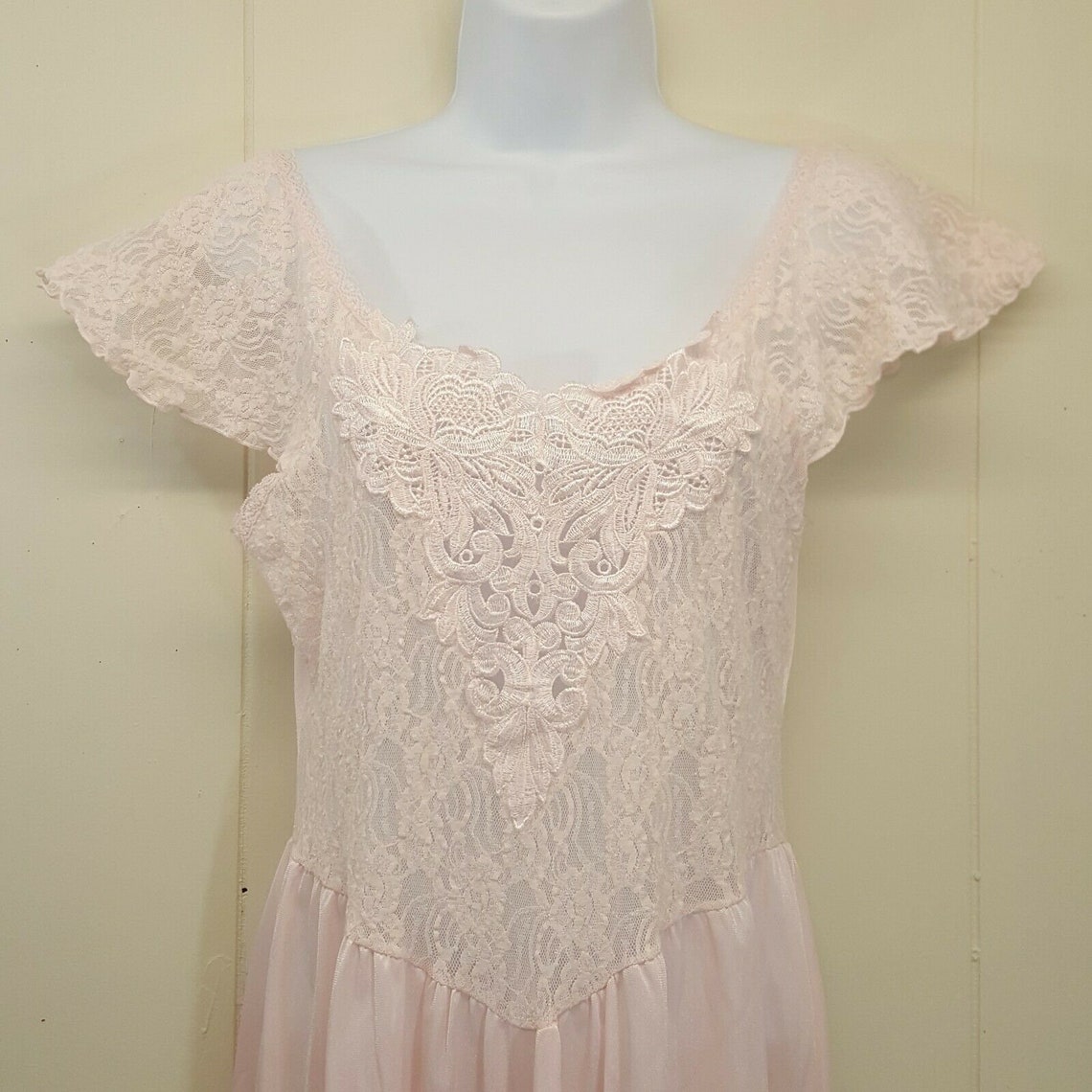 Cliche SMALL Nightgown Lingerie USA Vintage Lace Sheer V Neck - Etsy