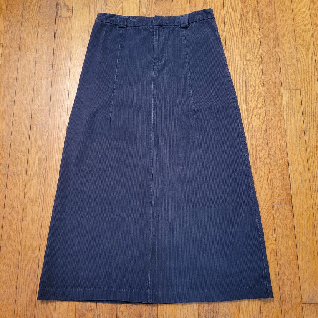 GAP Dark Blue Corduroy A Line Maxi Skirt 8 Cotton Homestead Trad Wife ...